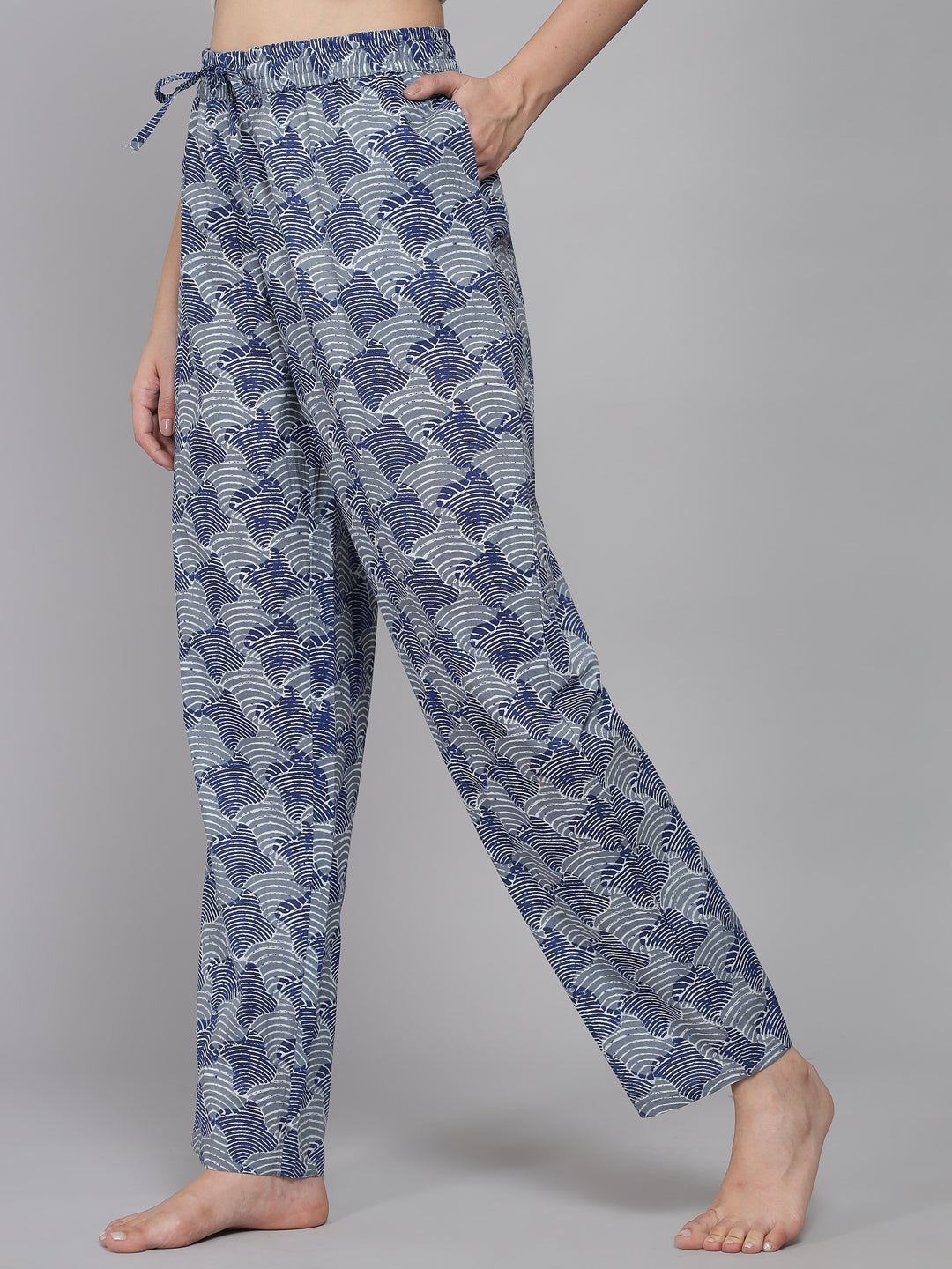 Sea Shell Cotton Pyjama - Navy Blue